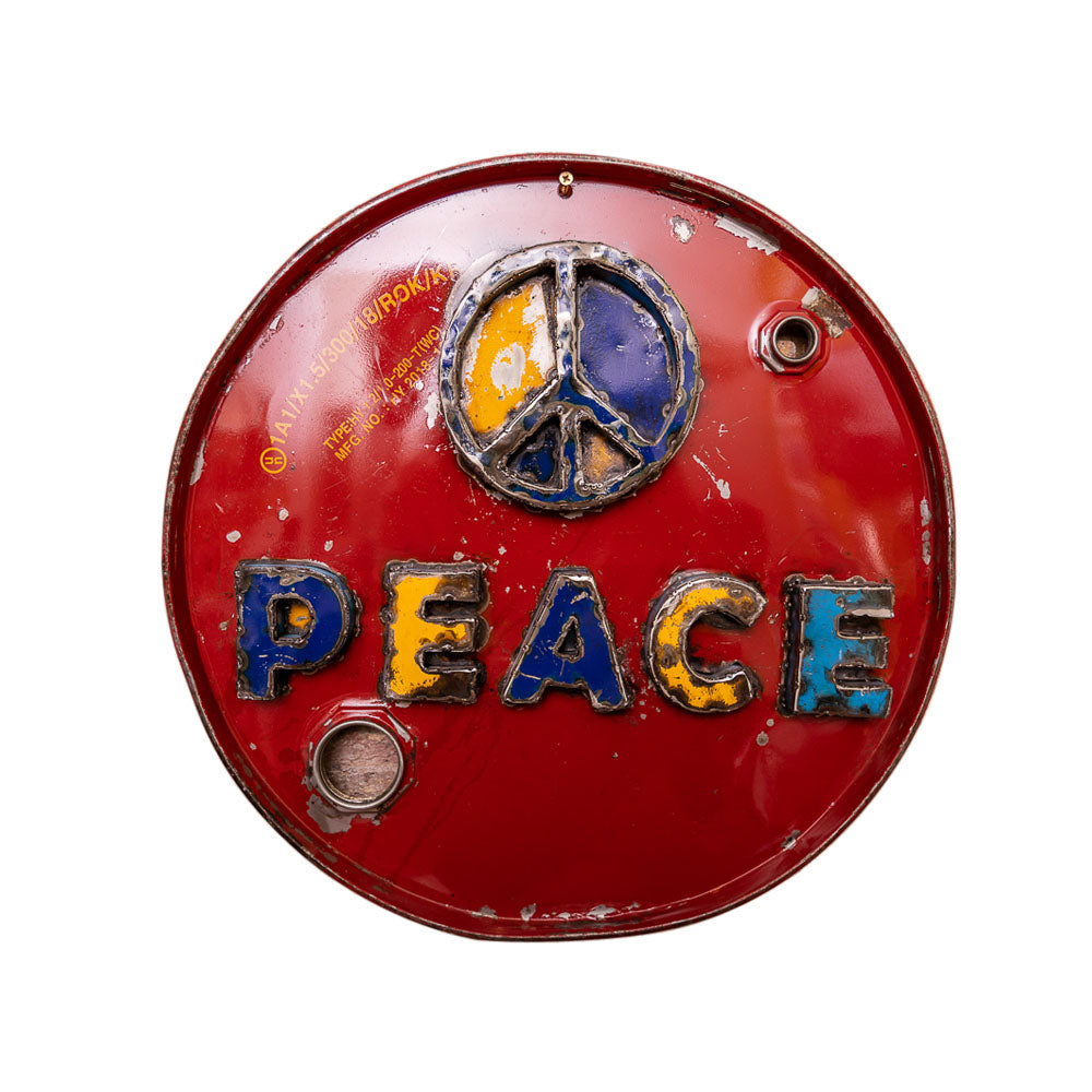 Ø56cm Peace Embossed Sign, Recycled Metal Signage – LivingZtyle.com