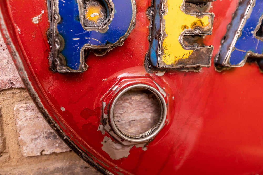 Ø56cm Peace Embossed Sign, Recycled Metal Signage – LivingZtyle.com