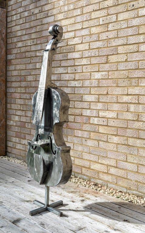 Double Bass, Metal Sculpture | Metal Instrument Sculpture Decor ...
